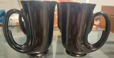 Vintage Set of 6 Black Amethyst Bugle Hunter Horn Coffee Cups 5.5 In ...