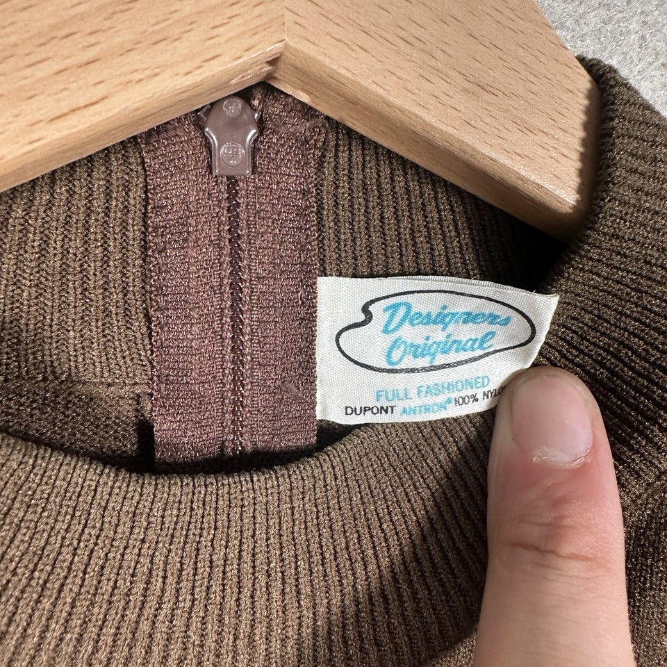 VTG 70s Chocolate Brown Sweater Designers Original Back Zipper Women’s ...