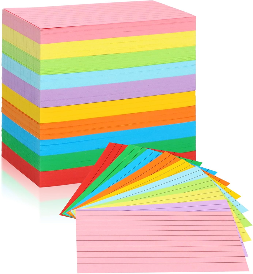 Index Cards 3 X 5 Colored, 600 PCS Colorful Flash Index Card, Note ...