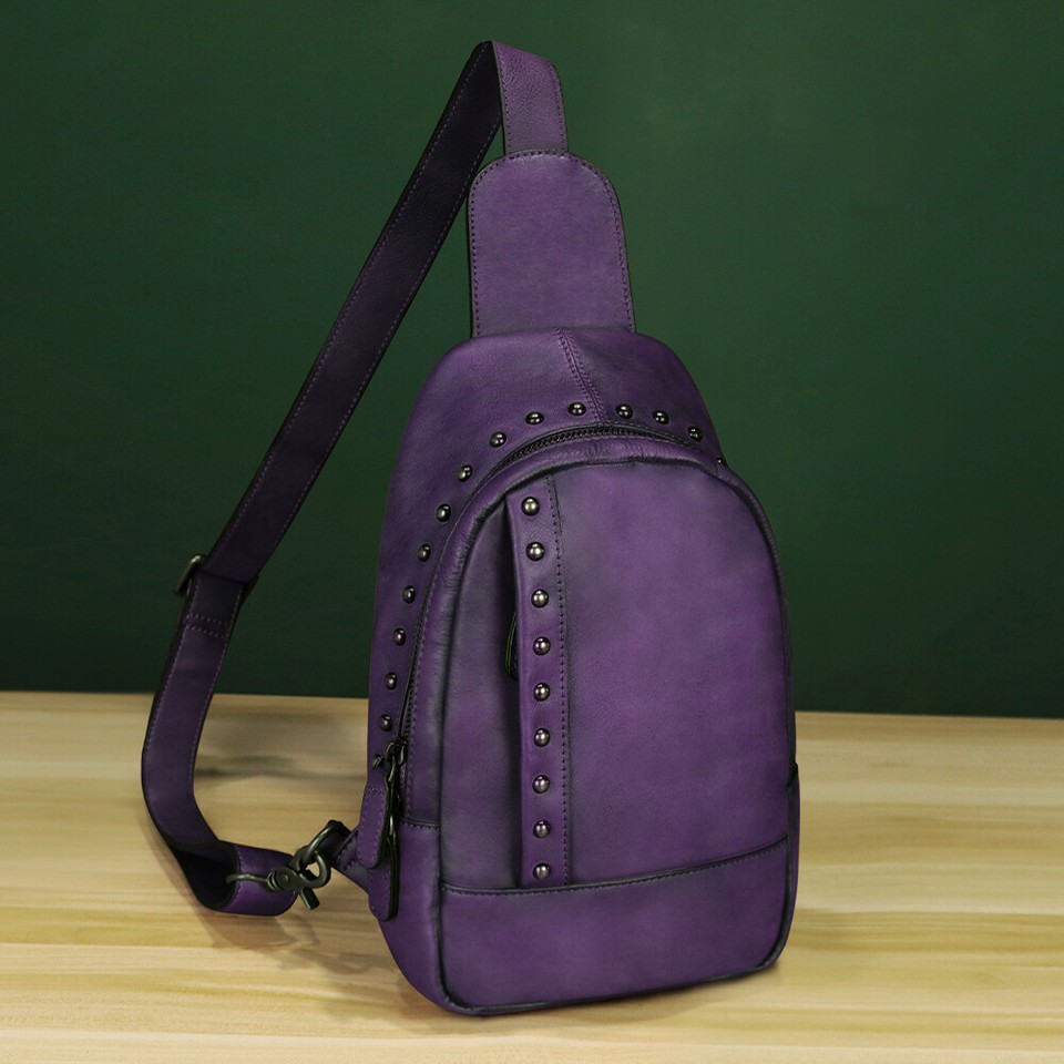 Genuine Leather Sling Bag for Women Men Sling Backpack Purses Crossbody ...