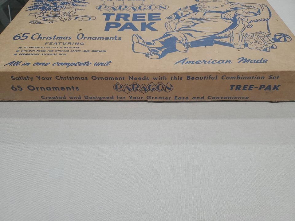 Paragon Vintage Tree Pak Christmas Tree Ornament 65 Pc Set Original Box ...