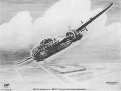 North American B-25 Army Bomber Ted Grohs WWII Airplane Lithograph ...