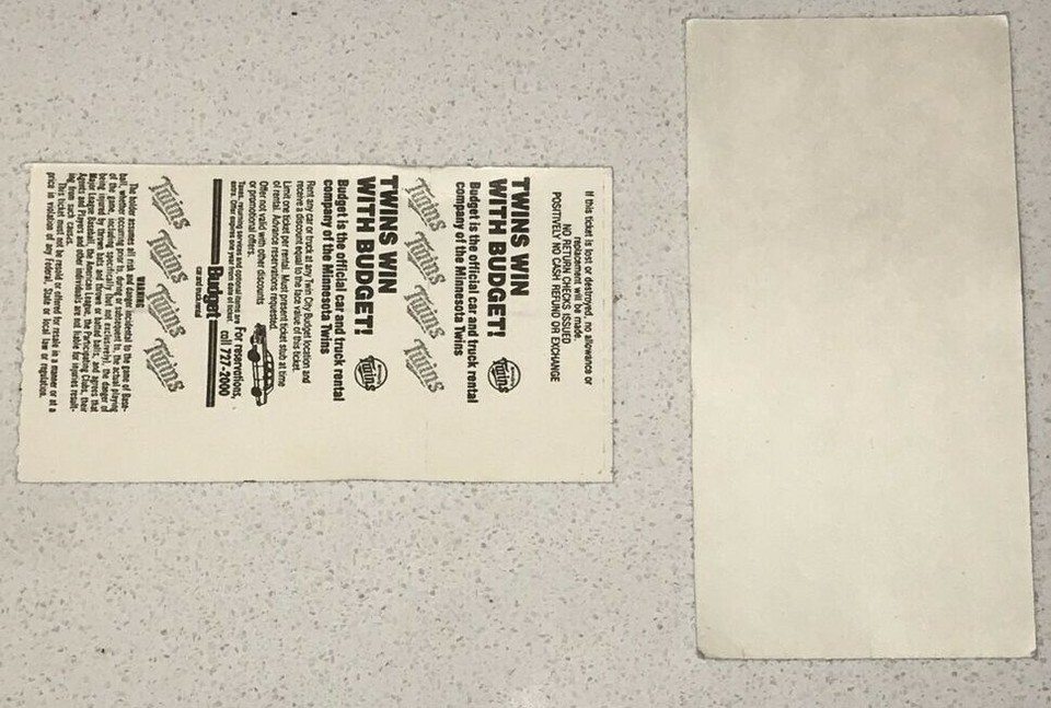 Angels Twins Metrodome Game MLB Ticket Stub Puckett Hit & Raffle ...