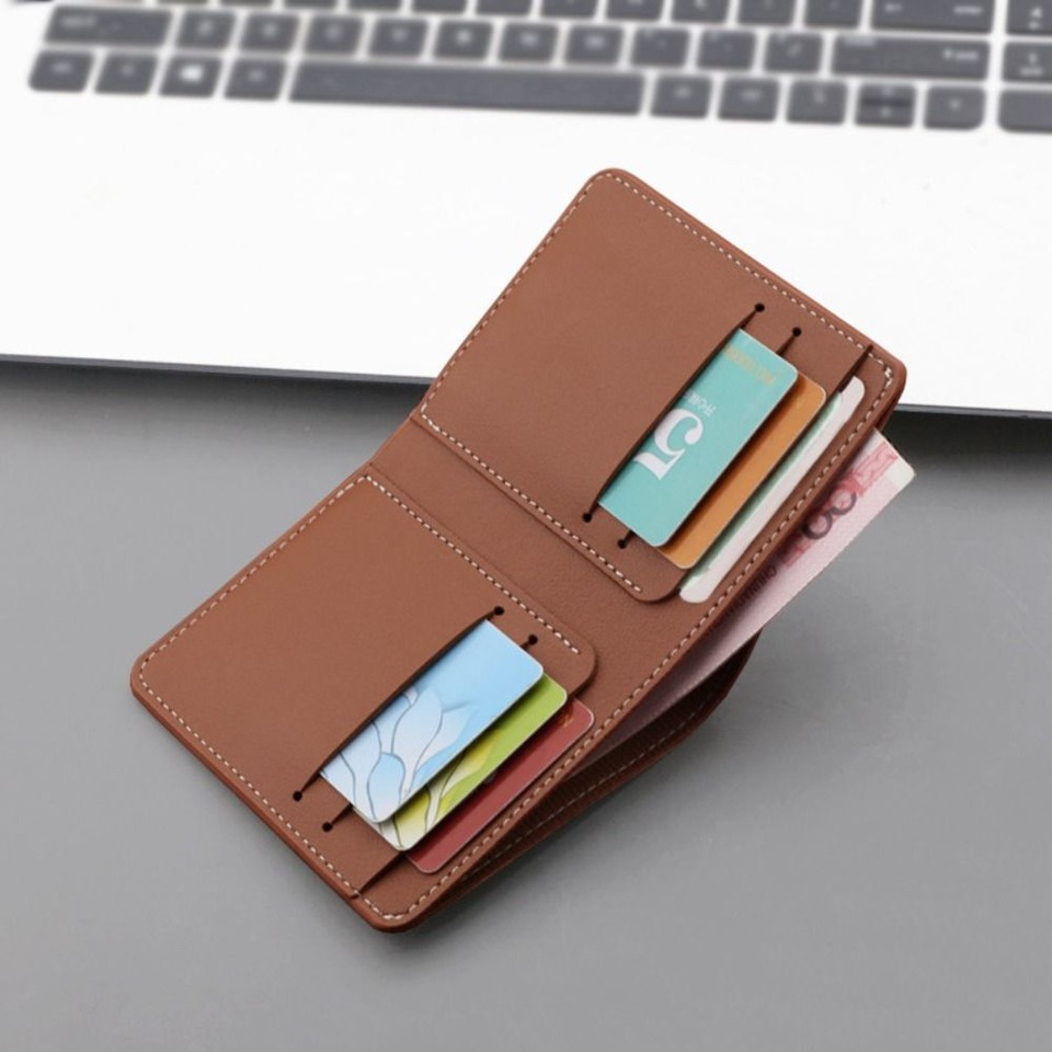 Multi Slot Mini Coin Purse PU Leather Card Holder Portable Short Male ...