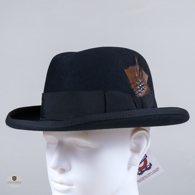 NWT Selentino Alpha 100% Fur Felt Homburg Fedora Hat Mens 7 1/4 (58 ...