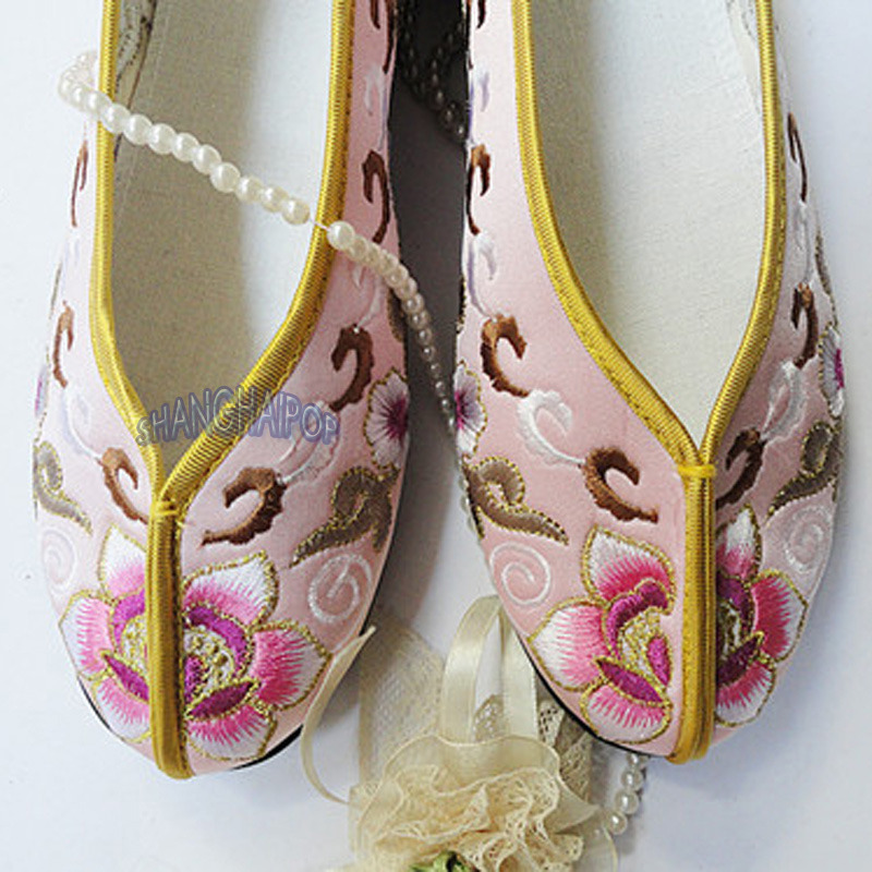 Women Floral Ballerina Slipper Ballet Chinese Slip On Shoe Flat ...