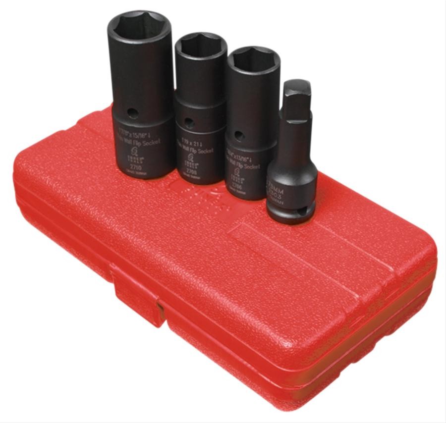 Sunex 2724 1/2" Dr. 4 Pc. SAE & Metric Deep Thin Wall Flip Socket Set ...