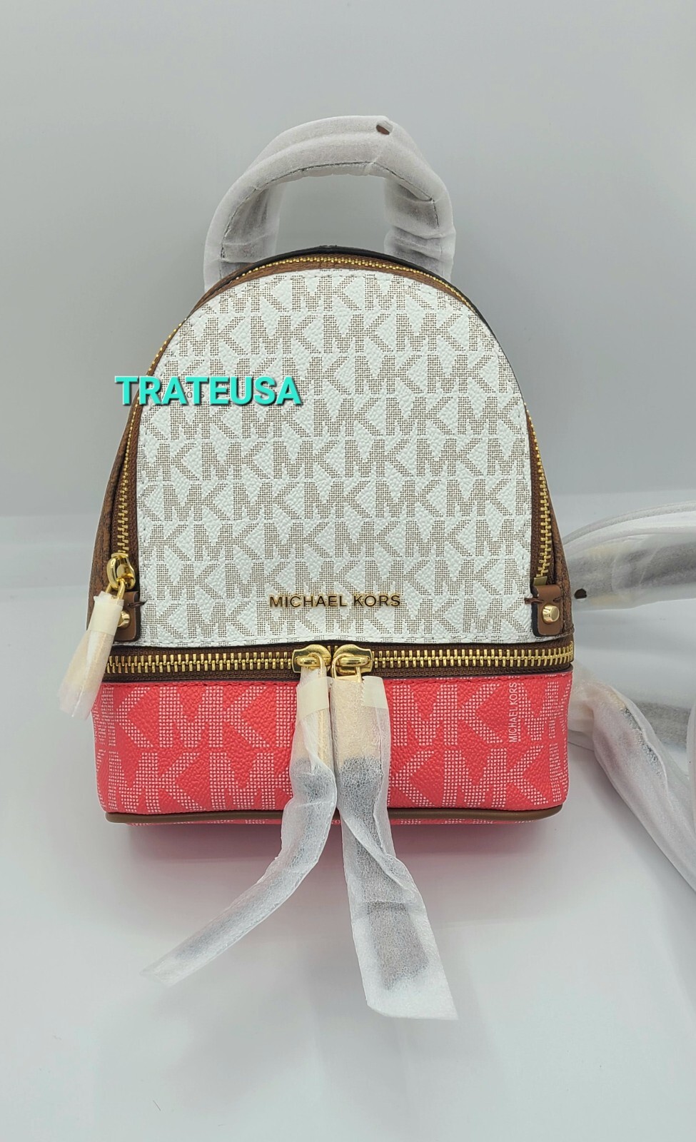 Michael Kors Rhea Extra Small MK Logo Backpack Messenger Dahlia Multi ...