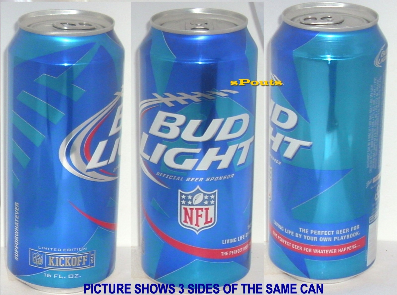 NFL EMPTY BEER CAN 2015 PINT BUD LIGHT KICKOFF FOOTBALL MO PERFECT FOR ...