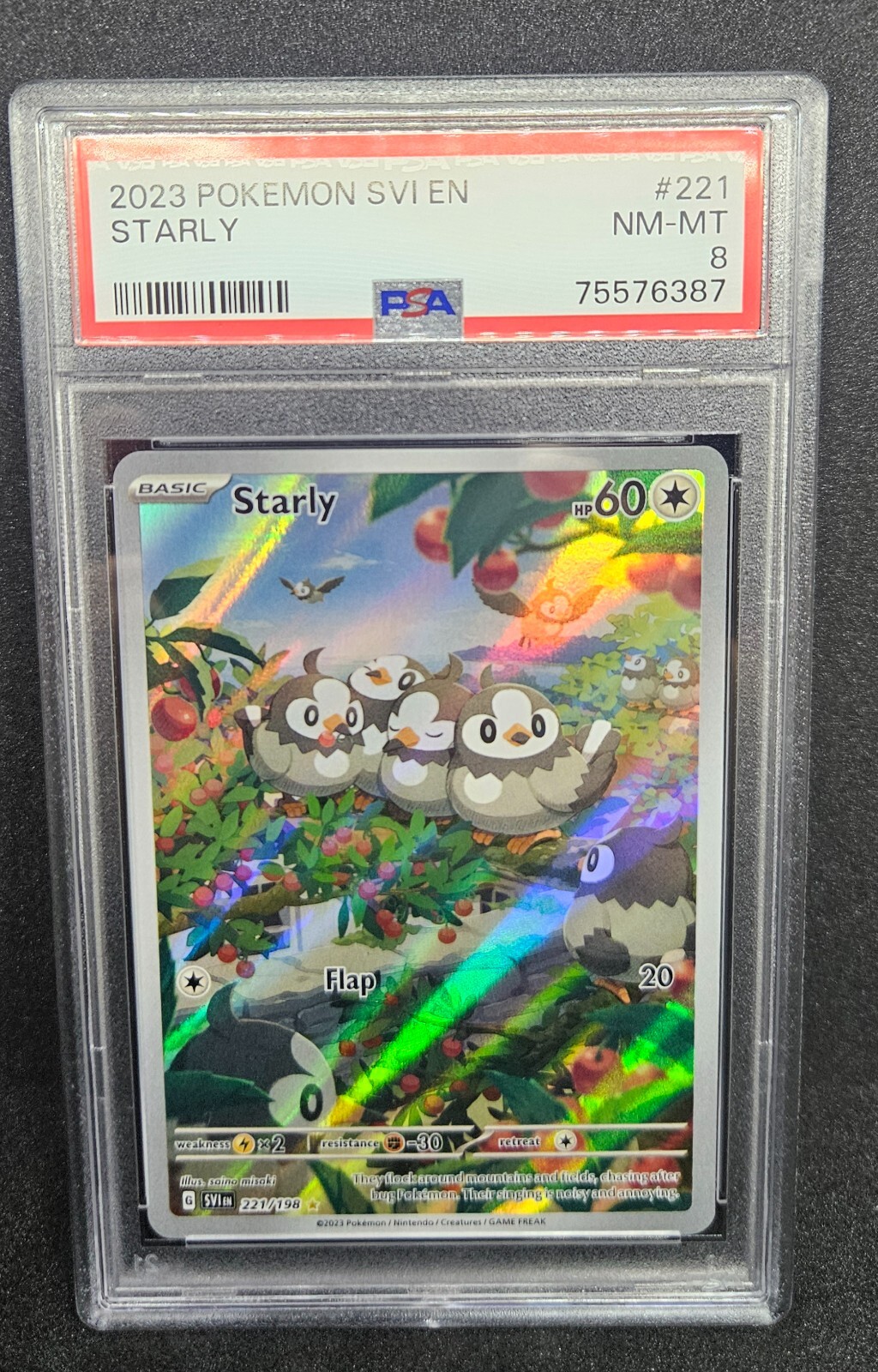 Pokémon TCG Starly Scarlet & Violet Base Set 221/198 Holo Illustration ...