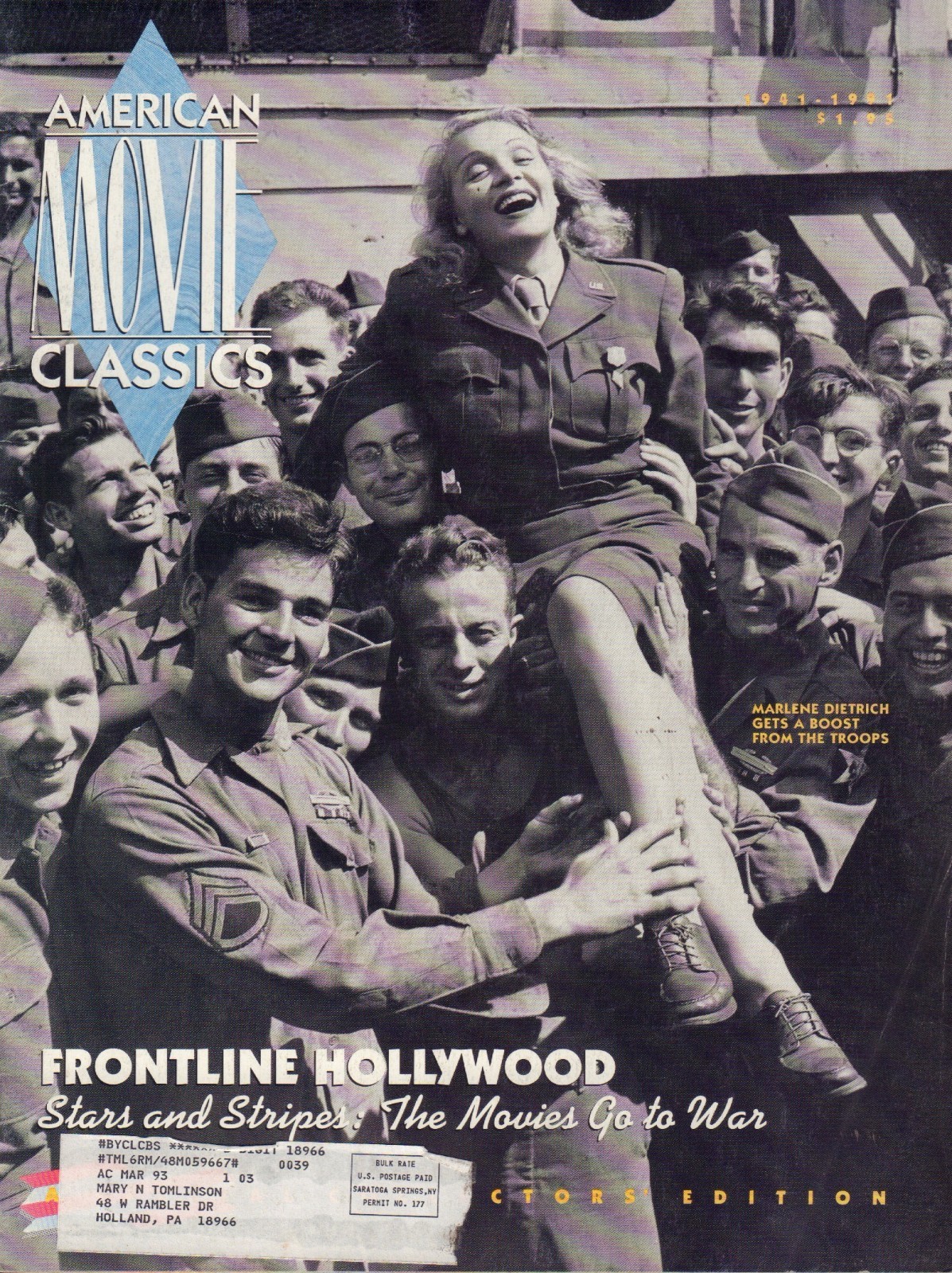 American Movie Classics Magazine 1991 Marlene Dietrich 090617nonjhe | eBay