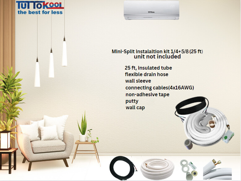 TUTTOKOOL 1/4+5/8(25 ft) Mini Split Line Set OD Copper Pipes Tubing ...