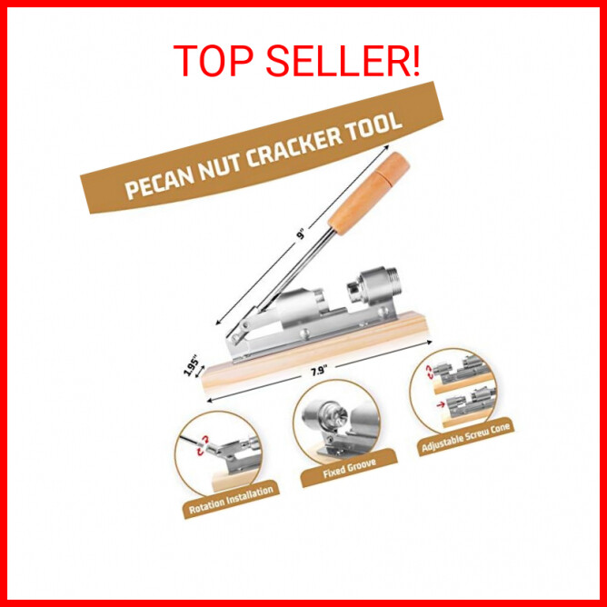 Hiware Good Heavy Duty Pecan Nut Cracker Tool with 4 Picks, Wood Base ...