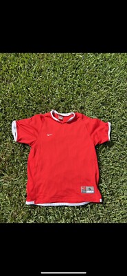 Vintage NIKE Red Tag Men's S Red White Crewneck T-shirt Athletic Jersey ...