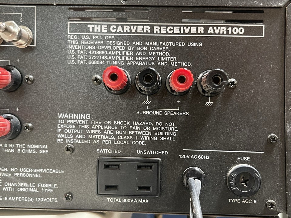 Turns On But Plastic Buttons Gone Carver AVR100 Receiver Not A Bundle ...