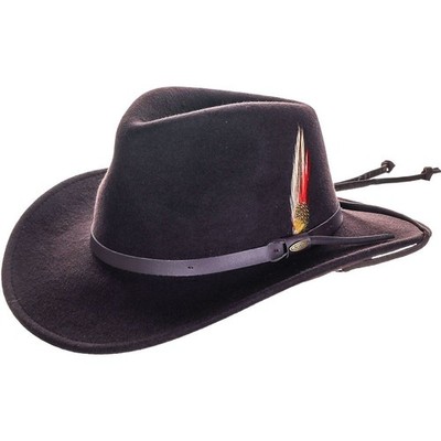 SCALA * MENS BROWN WOOL OUTBACK HAT * XL * NEW CRUSH PACK AUSSIE CHIN ...
