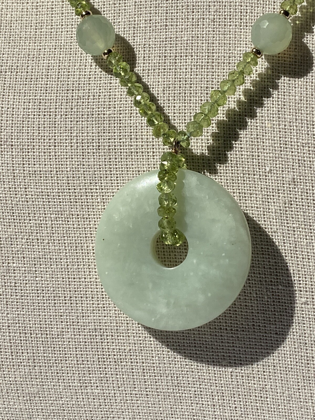 Zoe B. 14k Gold Jade Donut Pendant Peridot Prehnite Gemstone Bead ...