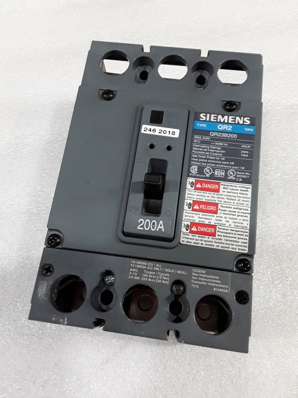 QR23B200 SIEMENS 3POLE 200AMP 240V 10KA NEW | eBay