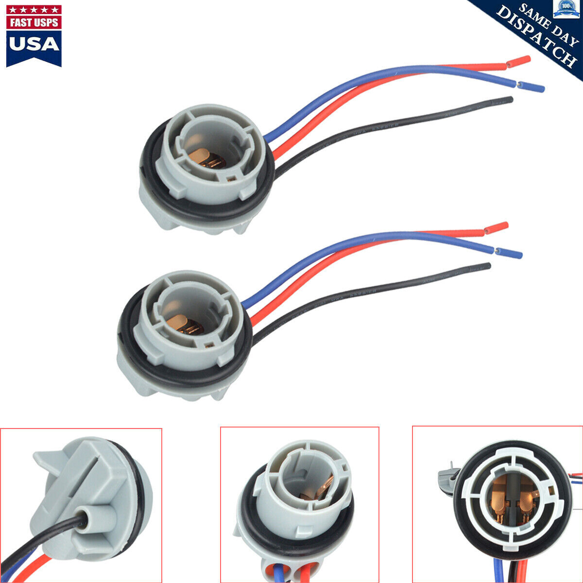 2PCS 1157 LED Stop Brake Turn Light Bulb Socket Harness Wire Pig Tail ...