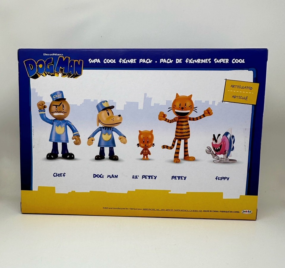 Dog Man Movie 5-Pack 3" Figures Set Dog Man, Chief, LiL' Petey, Flippy ...