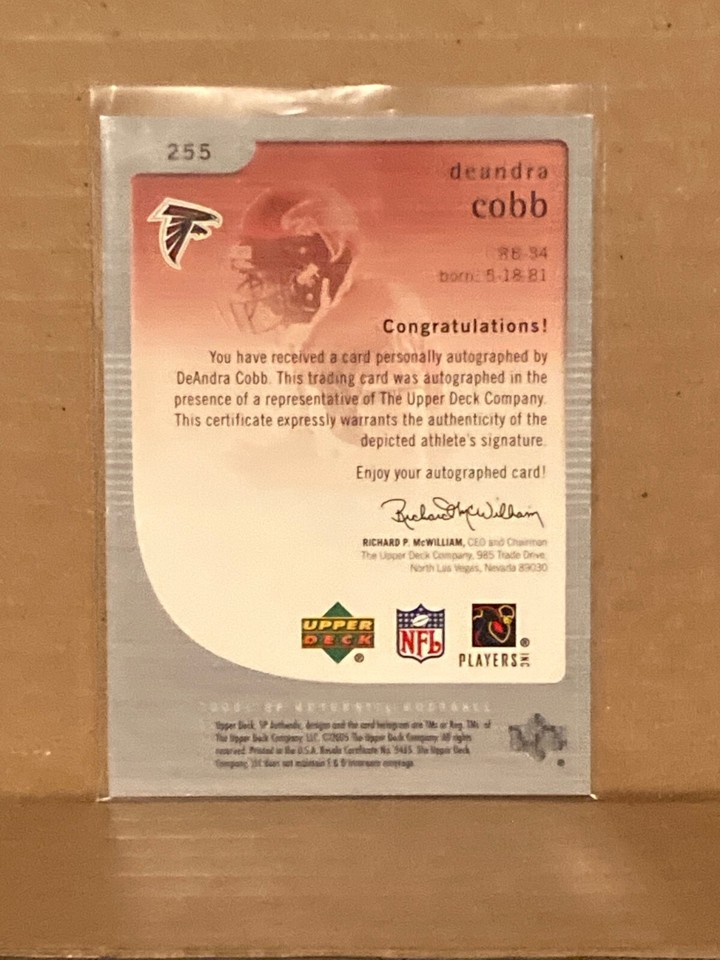 2005 SP Authentic Football Card #255 Deandra Cobb Rookie Auto /850 | eBay