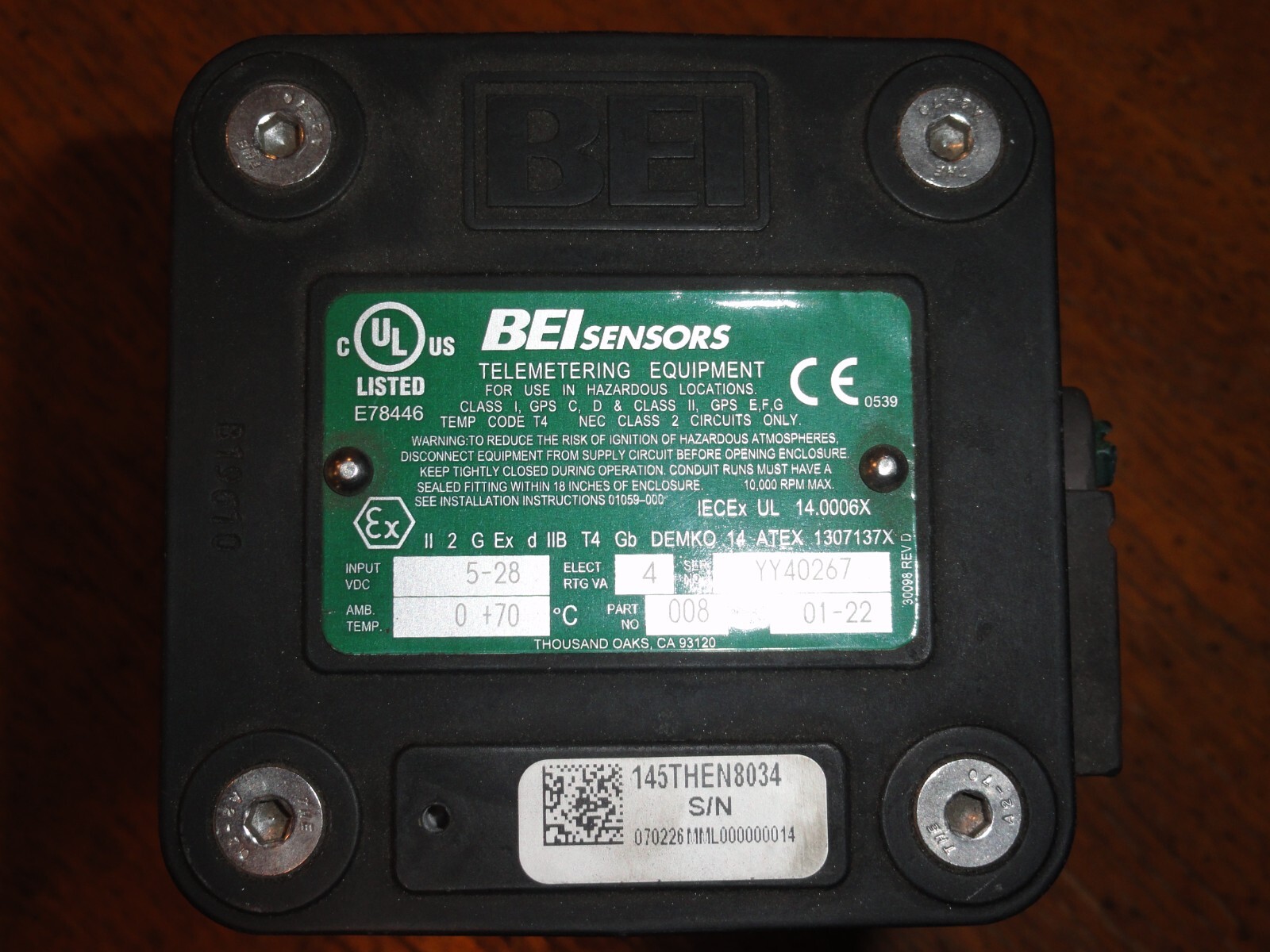 BEI Sensors/Sensata 01059-008 Explosion Proof encoder. | eBay
