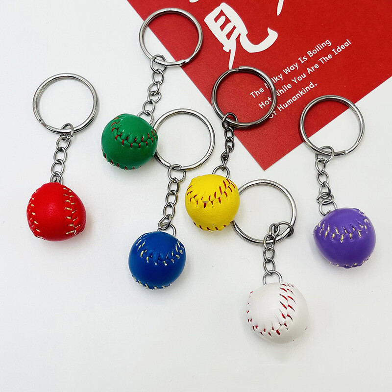 Baseball Keychain Mini Wooden Bat Ball Keyring Keychains For Girls Team ...