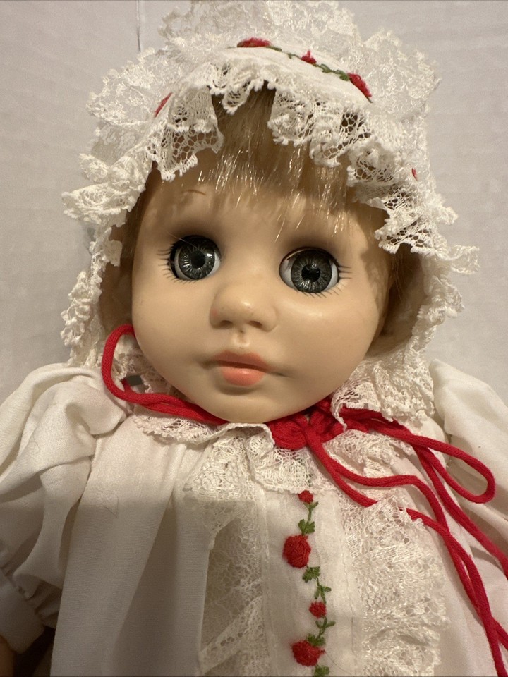 Vintage 1979 Marjorie Spangler 15” Baby Doll Blonde Green Eyes Gorgeous Gown | eBay