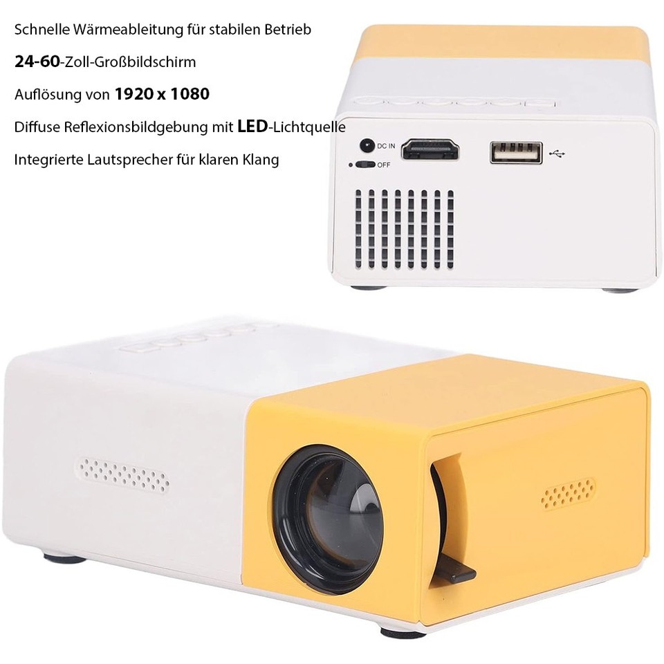 Beamer Projektor 1080P Mini Tragbar Heimkino für iOS/Android TV ...