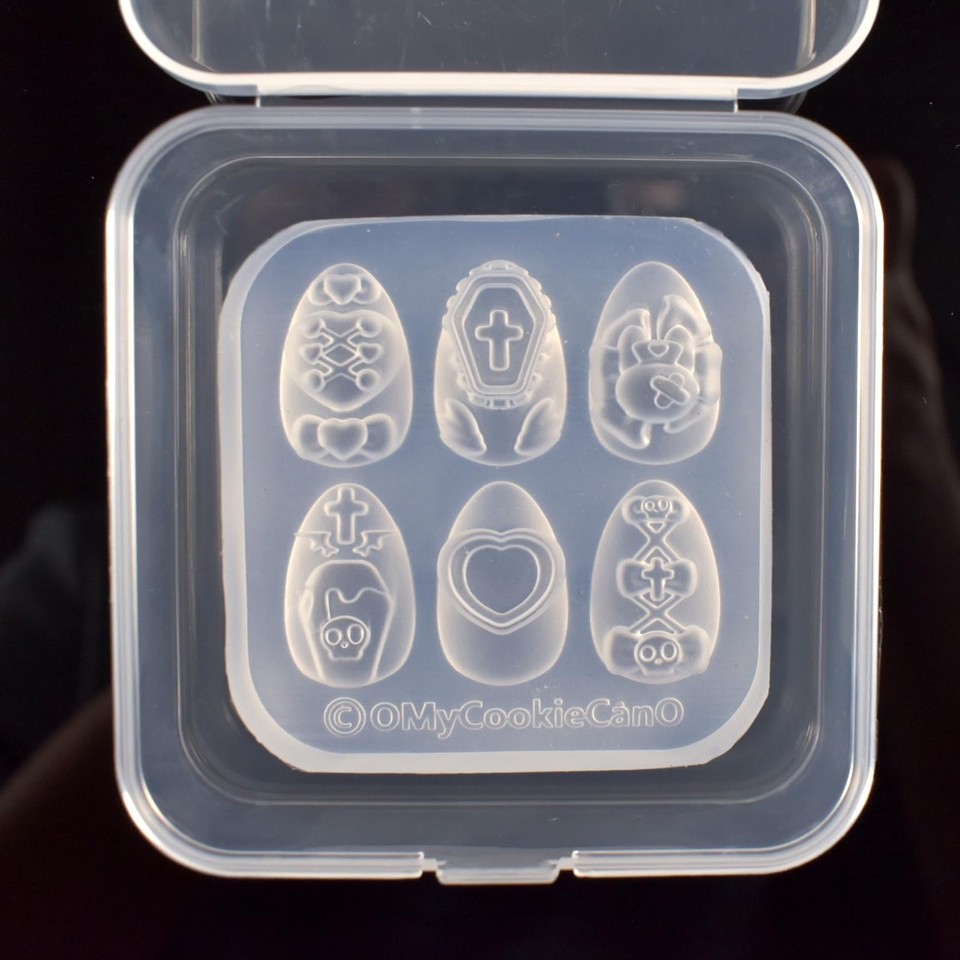 Nail Molds for Charms Halloween Skull Cross Designs Carving Template ...