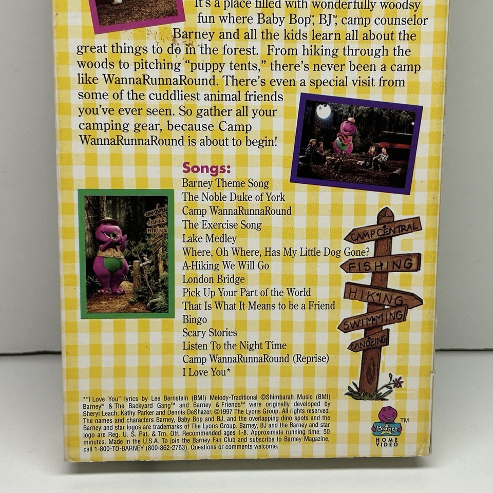 Barney Camp WannaRunnaRound Classic Collection VHS Video Tape Wanna Run ...