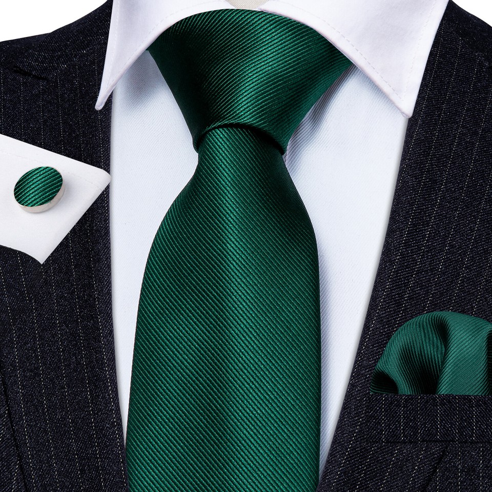 Men's Tie Classic Wedding Necktie and Pocket Square Cufflinks Set ...