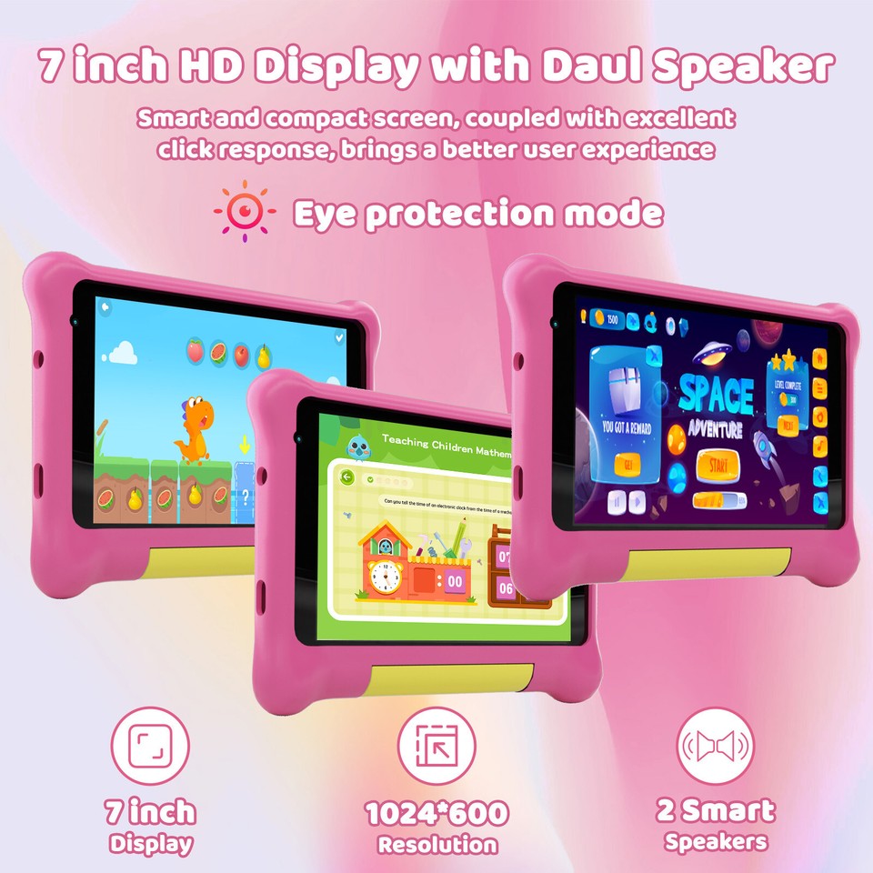 Kids Tablet 7 inch WIFI/Bluetooth Android 13 Tablet for Kids 3-12 5 ...