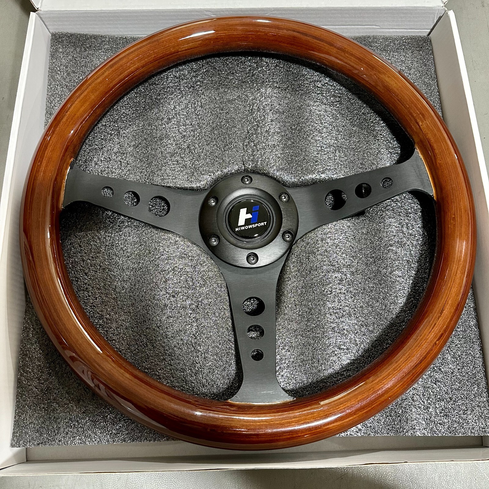 Universal 350mm 14" Grant Classic Flat Wood Steering Wheel Black ...