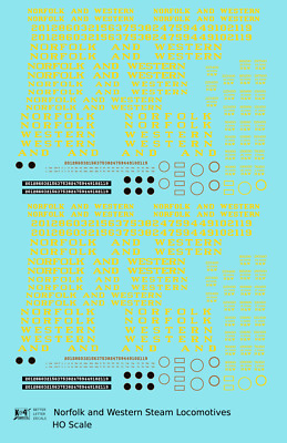 K4 HO Scale Decals Norfolk and Western Steam Locomotive Dulux Yellow | eBay