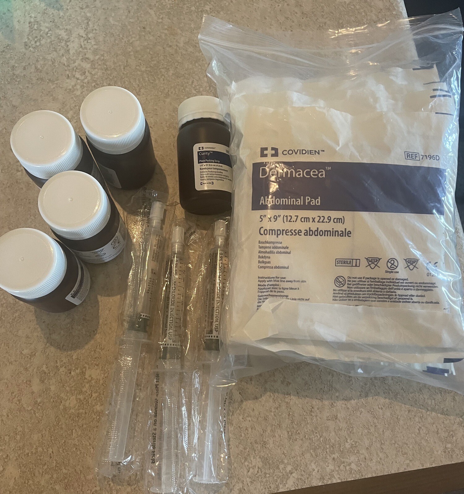 First Aid Medical Supplies Compression Pads, Curity Covidien Packing ...