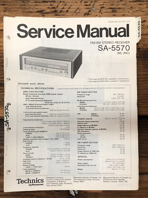 Technics SA-5570 Receiver Service Manual *Original* | eBay