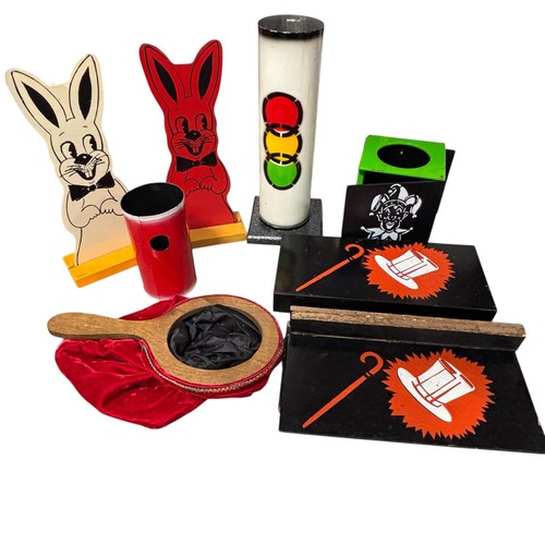 Vintage Mak Magic Trick Props Set Wooden Rabbits Traffic Light Illusion ...