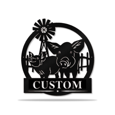 Personalized Pig Metal Sign Wall Decor, Farmhouse Sign, Family Name ...