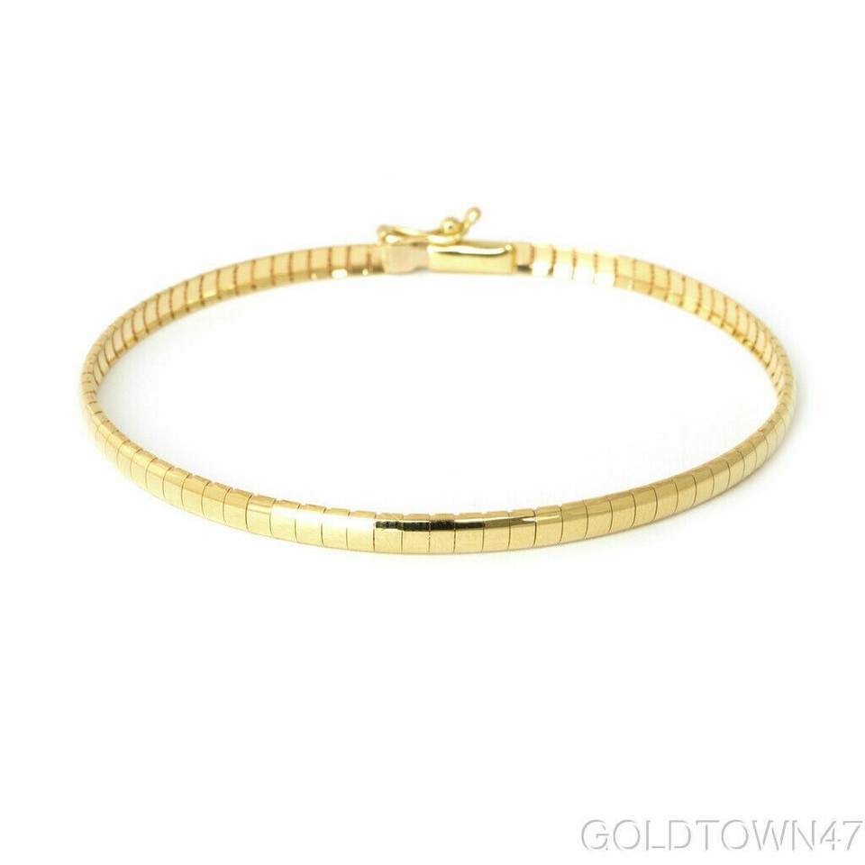 Polished Domed Omega Chain Bracelet Box Clasp Safety Real Solid 14K ...