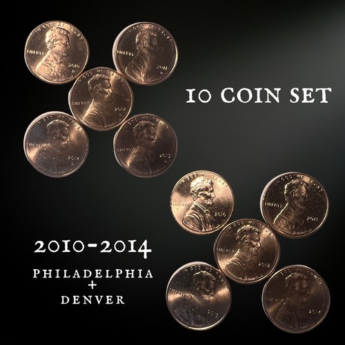 2010-2014 P D Lincoln Shield Cent Brilliant Uncirculated (BU) 10 Coin ...