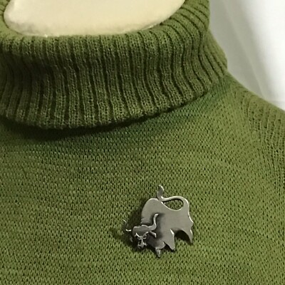 Metzke Pewter Rodeo Angry Bull 1 inch Signed Brooch Pin Cowboy Cowgirl ...