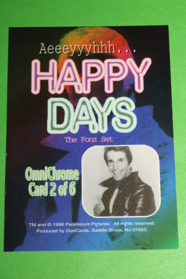 1998 HAPPY DAYS DUO CARDS COMPLETE OMNICHROME INSERT 6 CARD SET TV SHOW ...