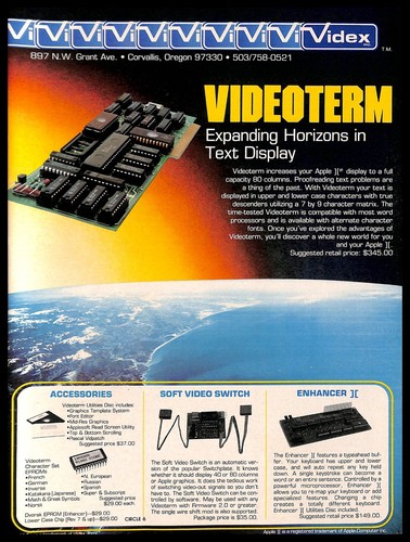 1982 Videx Videoterm Apple II Display Card PRINT AD Retro Computers PC ...