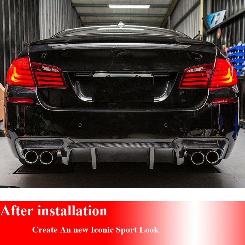 REAL CARBON Rear Bumper Lip Diffuser For BMW F10 528i 530i 550i M-Sport ...