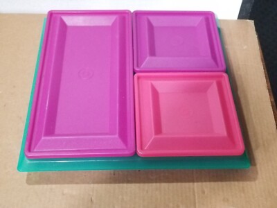 Vintage TUPPERWARE Get Together Veggie TRAY SERVER SET #1385 7 PIECE ...