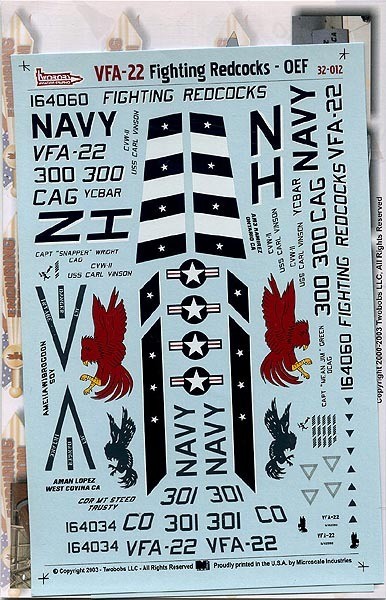 Two Bobs Decals Tb32012 1/32 F/A-18C Vfa-22 Fighting Red Cox Oef | eBay