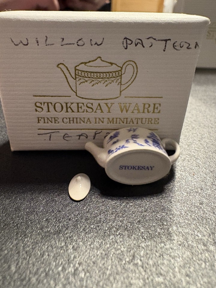 Stokesay Ware Blue Willow Teapot Miniature Dolls House Tea Pot | eBay UK