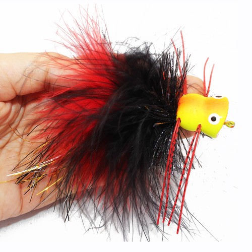 6 pcs UV Orange Surface Seaducer Frog Foam Head Popper Bass Fly Fishing ...