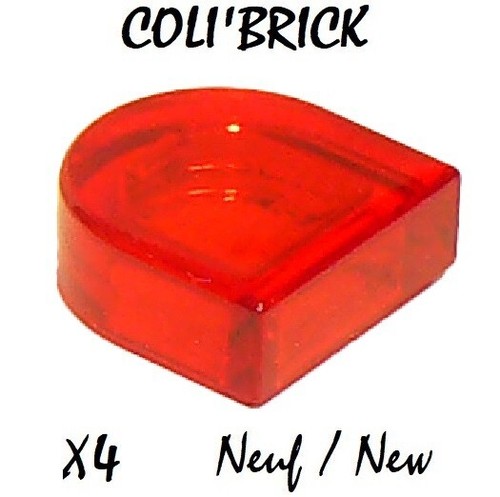 Lego 24246 - 4x Tile modified 1x1 half circle - Rouge / Trans Red ...